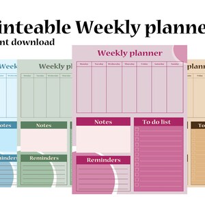 Printable Weekly Planner - Pink - Etsy