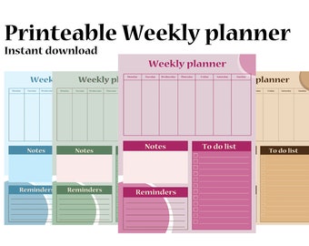 Pink Themed Printable Weekly Planner - Etsy