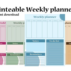 Printable Weekly Planner - Blue - Etsy
