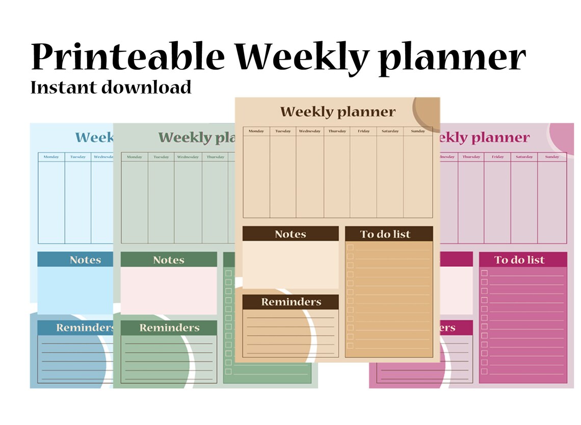 Printable Weekly Planner Green - Etsy