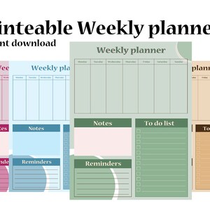 Printable Weekly Planner - Green - Etsy