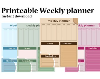 Printable Weekly Planner Green - Etsy