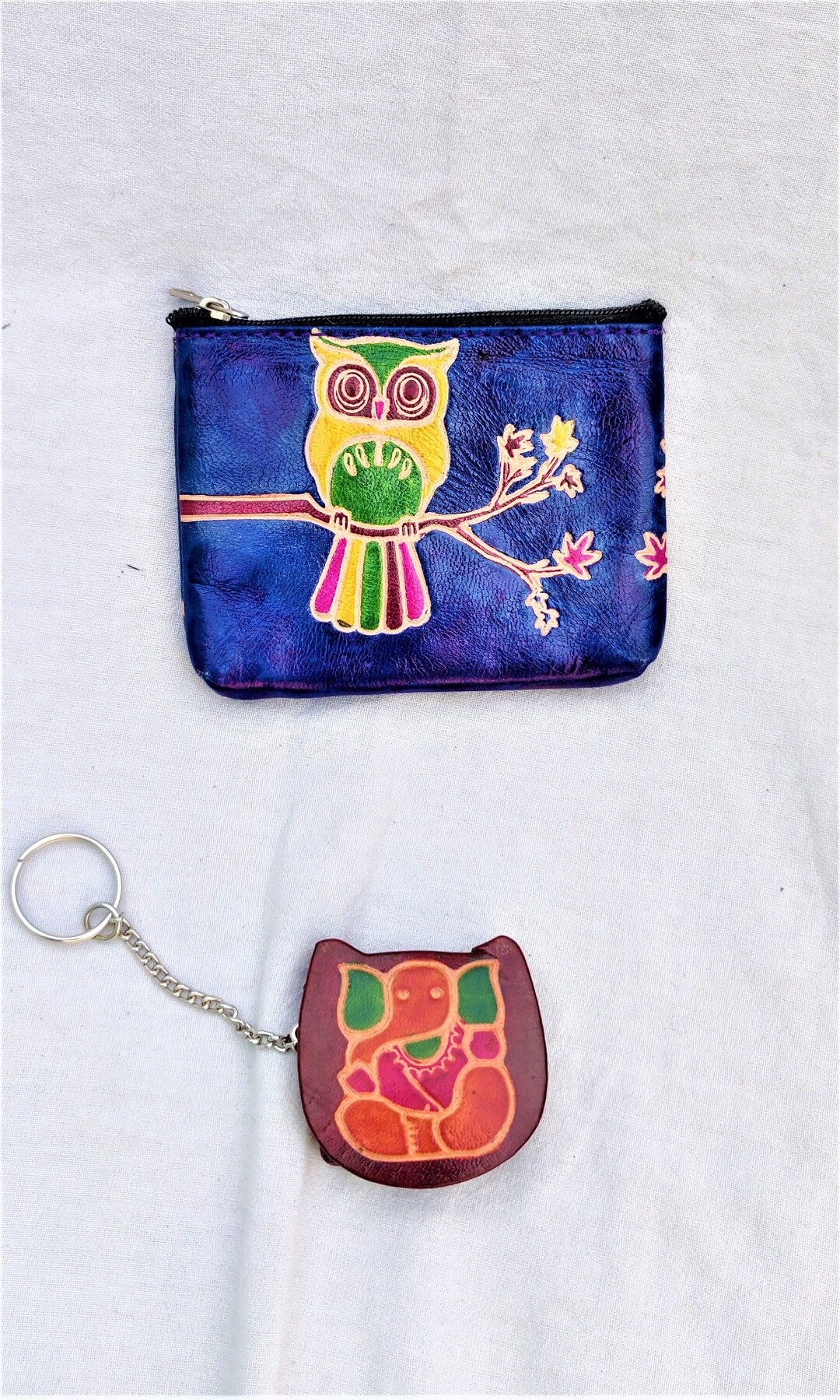 Traditional Handmade Genuine Leather Shantiniketan Art Coin Pouch With ...