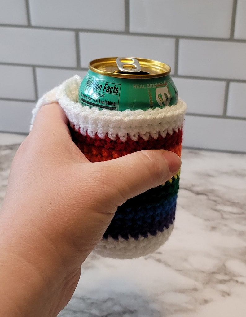 Rainbow Crochet Can Cooler With Handle - Etsy
