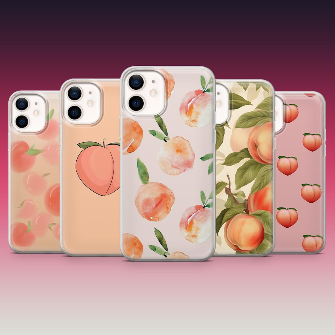Peach Fruit Phone Case Artistic Drawing Cover for iPhone 17pro, 16, 15 ...