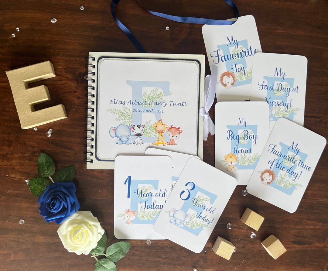 Personalised Memory Book and Milestone Cards for 1 Year Plus - Etsy