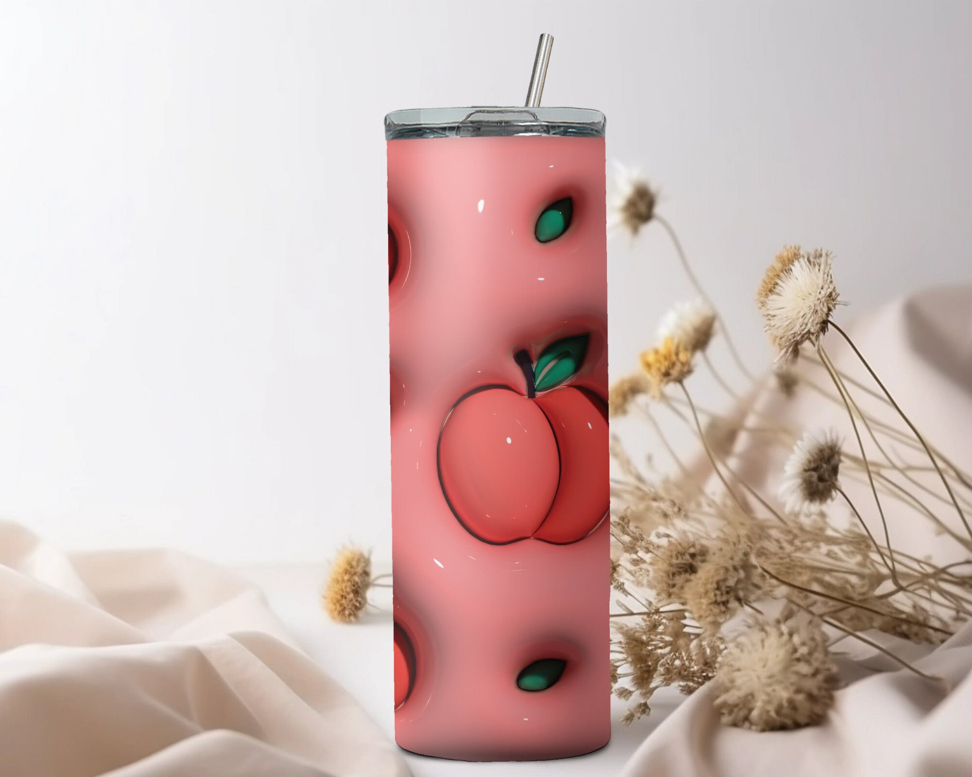 Inflated Puff 3D Peach Tumbler Design PNG, 20oz Straight & Tapered ...