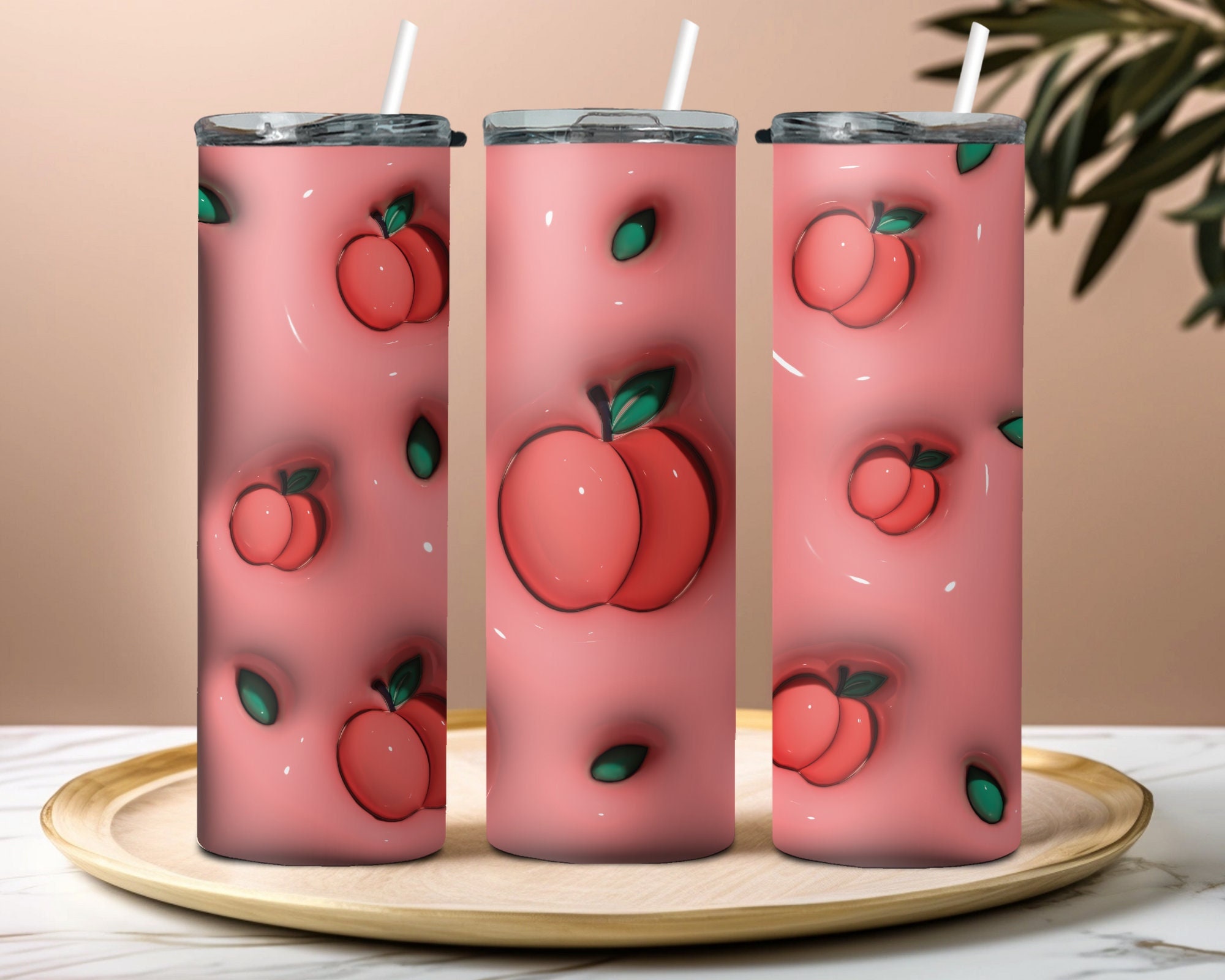 Inflated Puff 3D Peach Tumbler Design PNG, 20oz Straight & Tapered ...