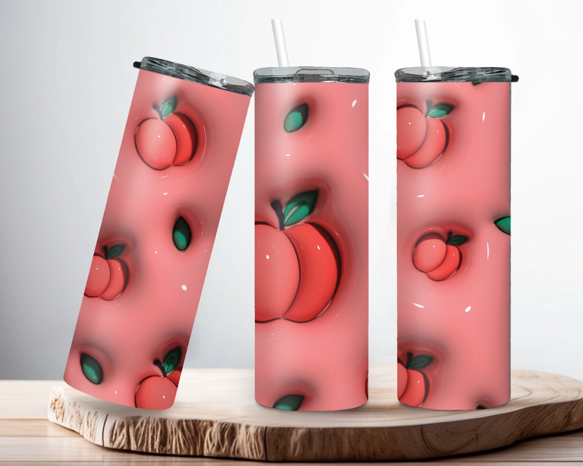 Inflated Puff 3D Peach Tumbler Design PNG, 20oz Straight & Tapered ...