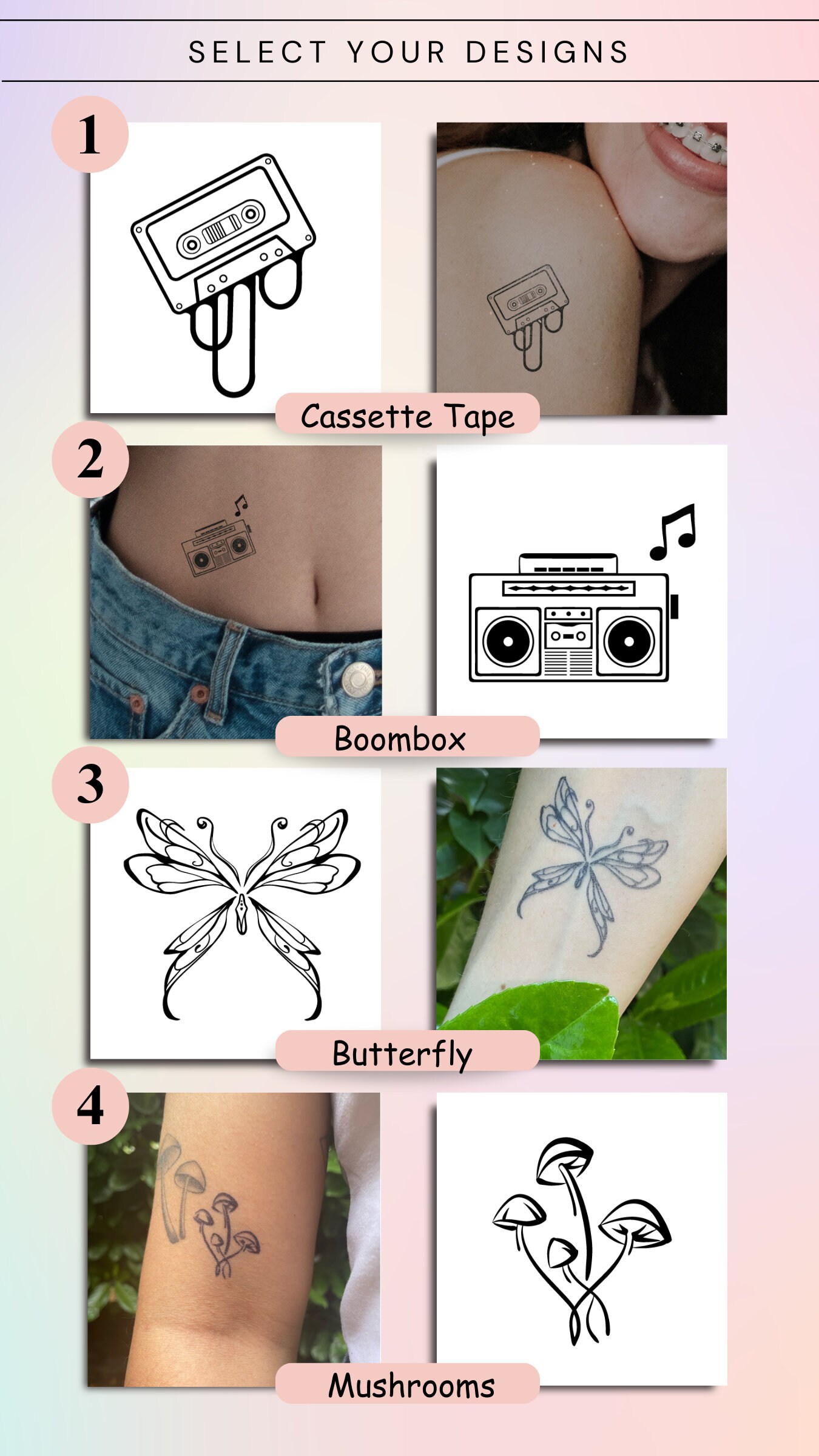 Y2K Party Favour Set of Y2K Tattoo Stickers Y2K Fashion - Etsy