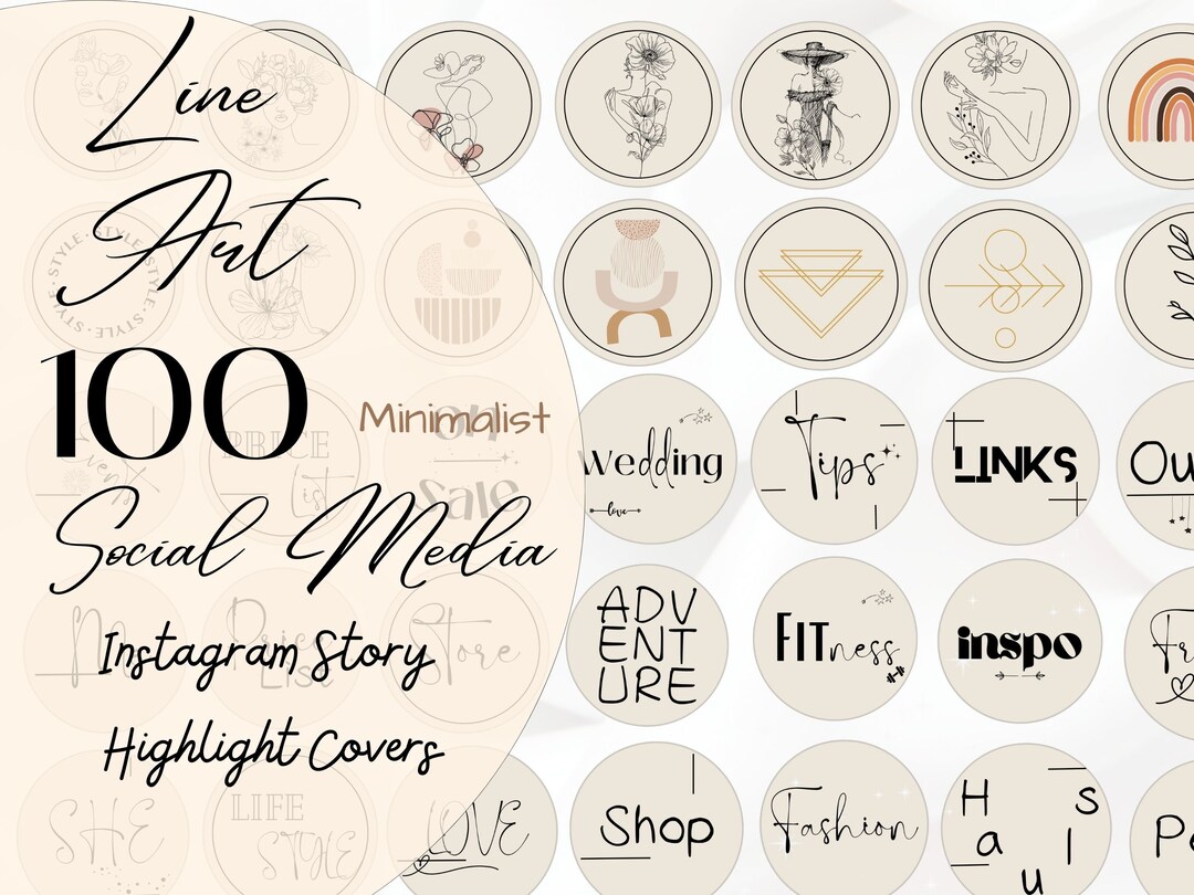 Ready to Use Line Art Minimalist Instagram Story Highlight Icon Covers ...