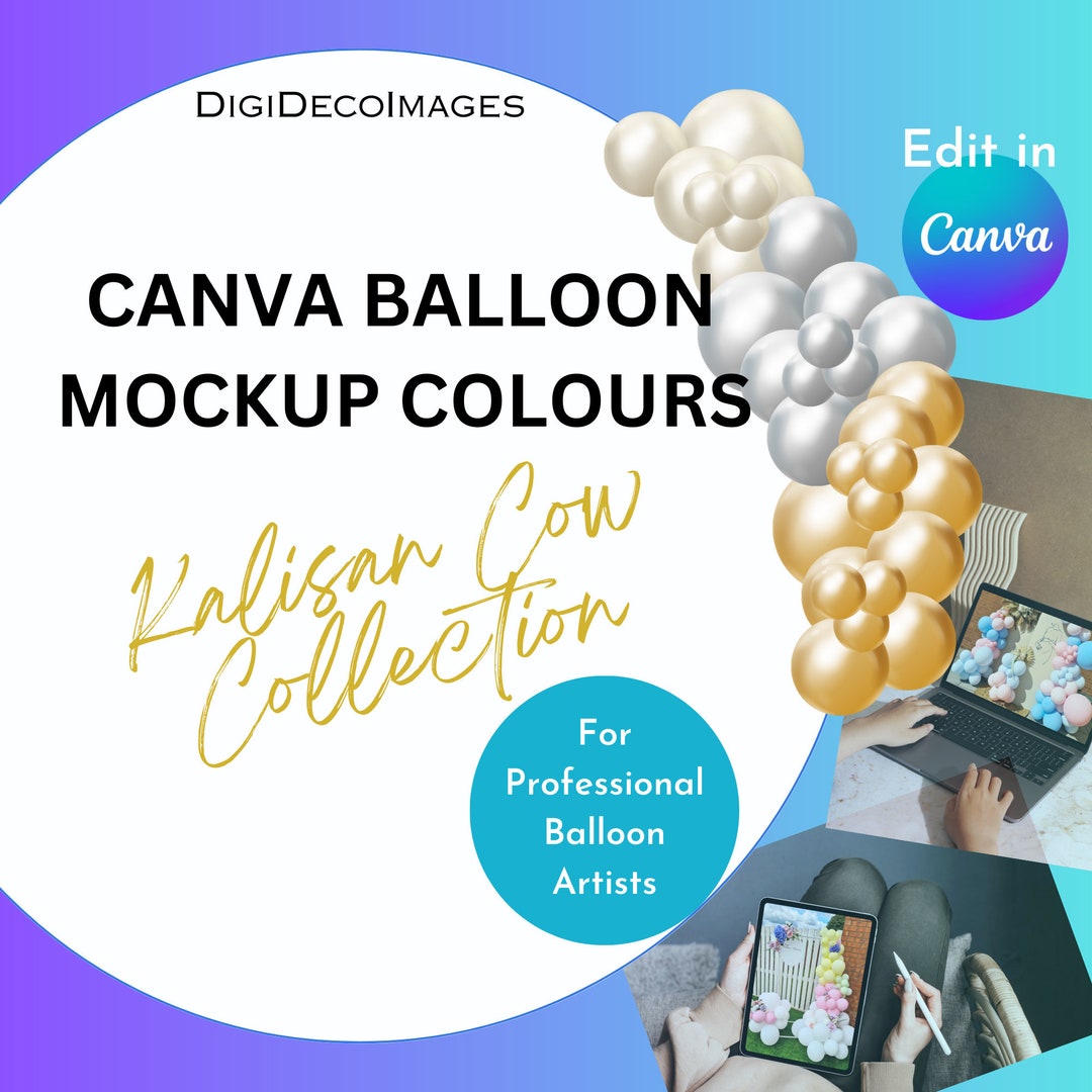 Kalisan Cow Print Collection - Canva Balloon Mockup Colours - Etsy