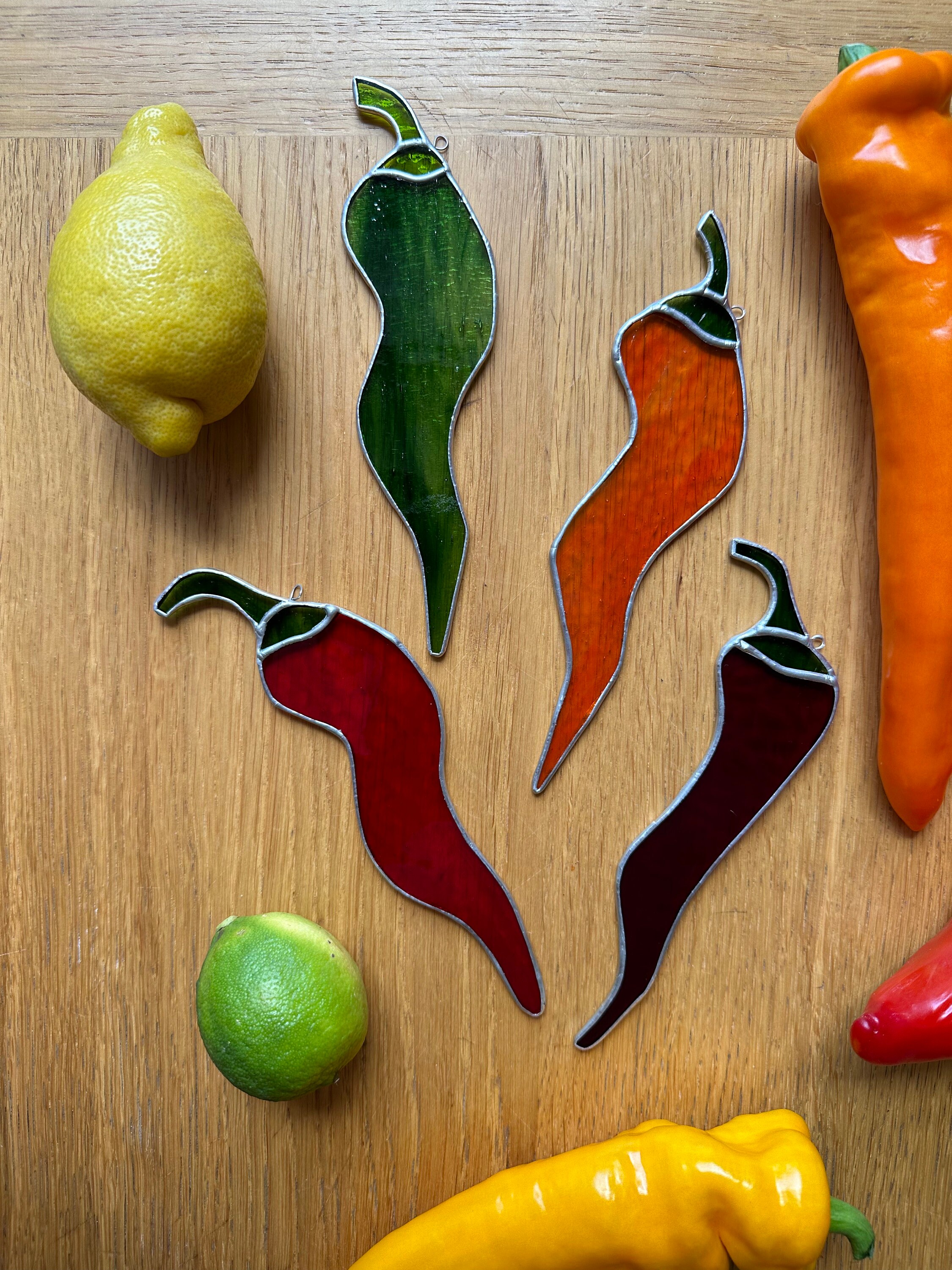 Spicy Long Pepper Suncatchers, Lead Free & Handcrafted Stained Glass ...