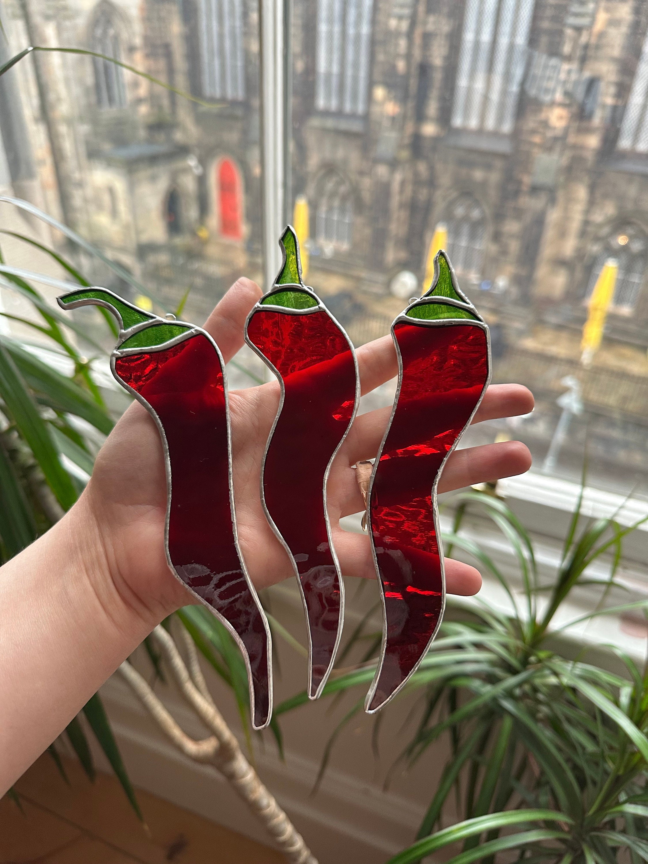 Spicy Long Pepper Suncatchers, Lead Free & Handcrafted Stained Glass ...