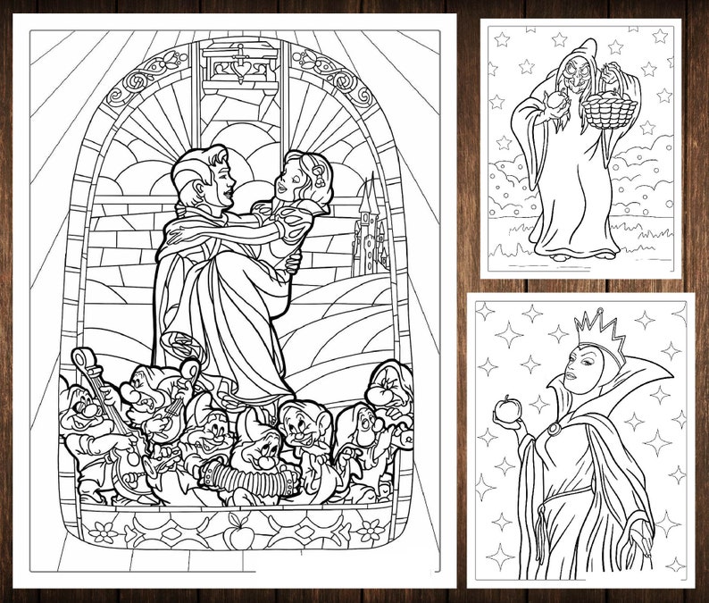 Beautiful Snow White Princess Coloring Pages Adults Kids - Etsy