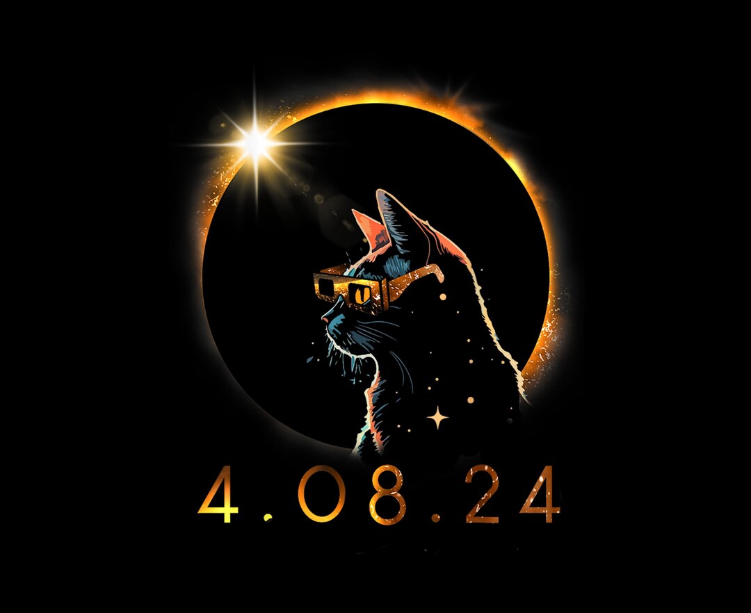 Cat Wearing Solar Eclipse Glasses Png, Solar Eclipse 2024 Cat Png - Etsy