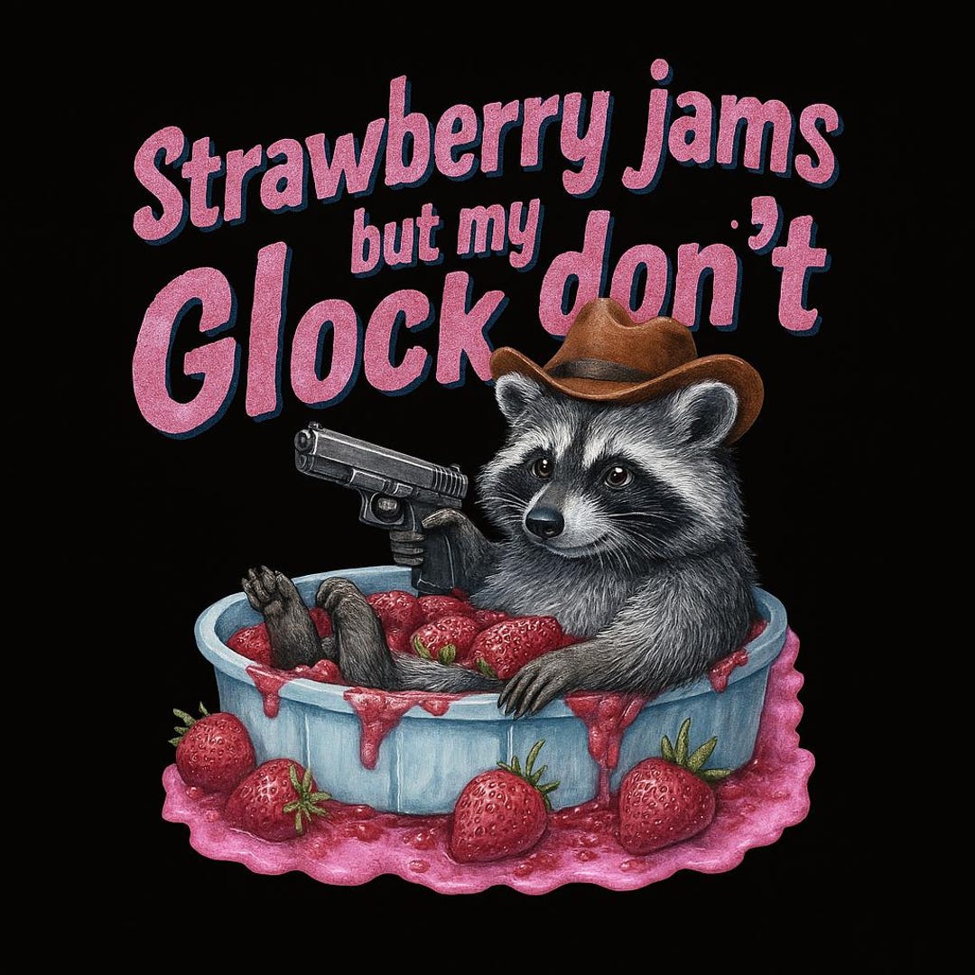 Funny Raccoon PNG - “strawberry Jams but My Glock Don’t” - Digital ...