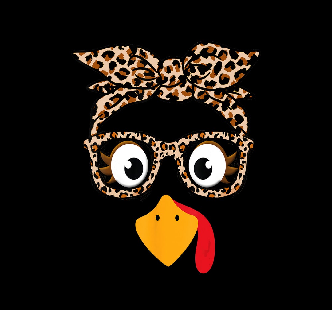 Thanksgiving Turkey Face Leopard Glasses Png - Etsy