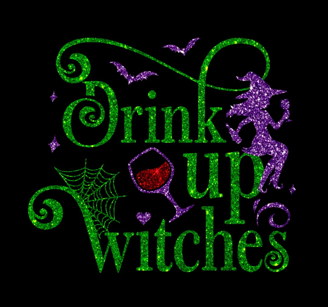 Drink up Witches Png, Halloween Glass of Wine Png, Funny Drinking Wine ...