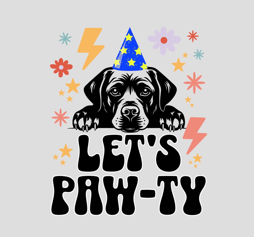 Lets Pawty Png, Black Labrador Dog Png, Birthday Party Png - Etsy