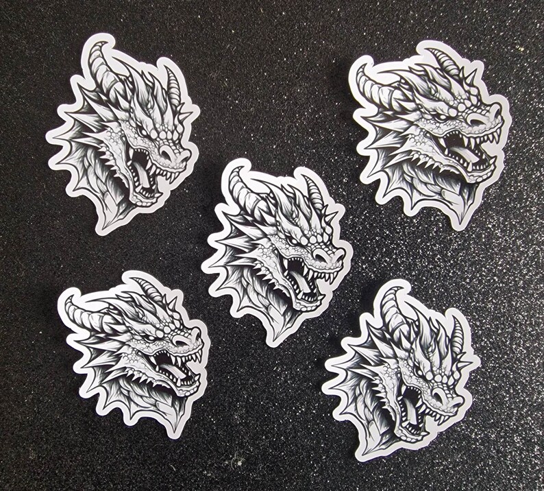Cute Black and White Dragon Sticker - Etsy