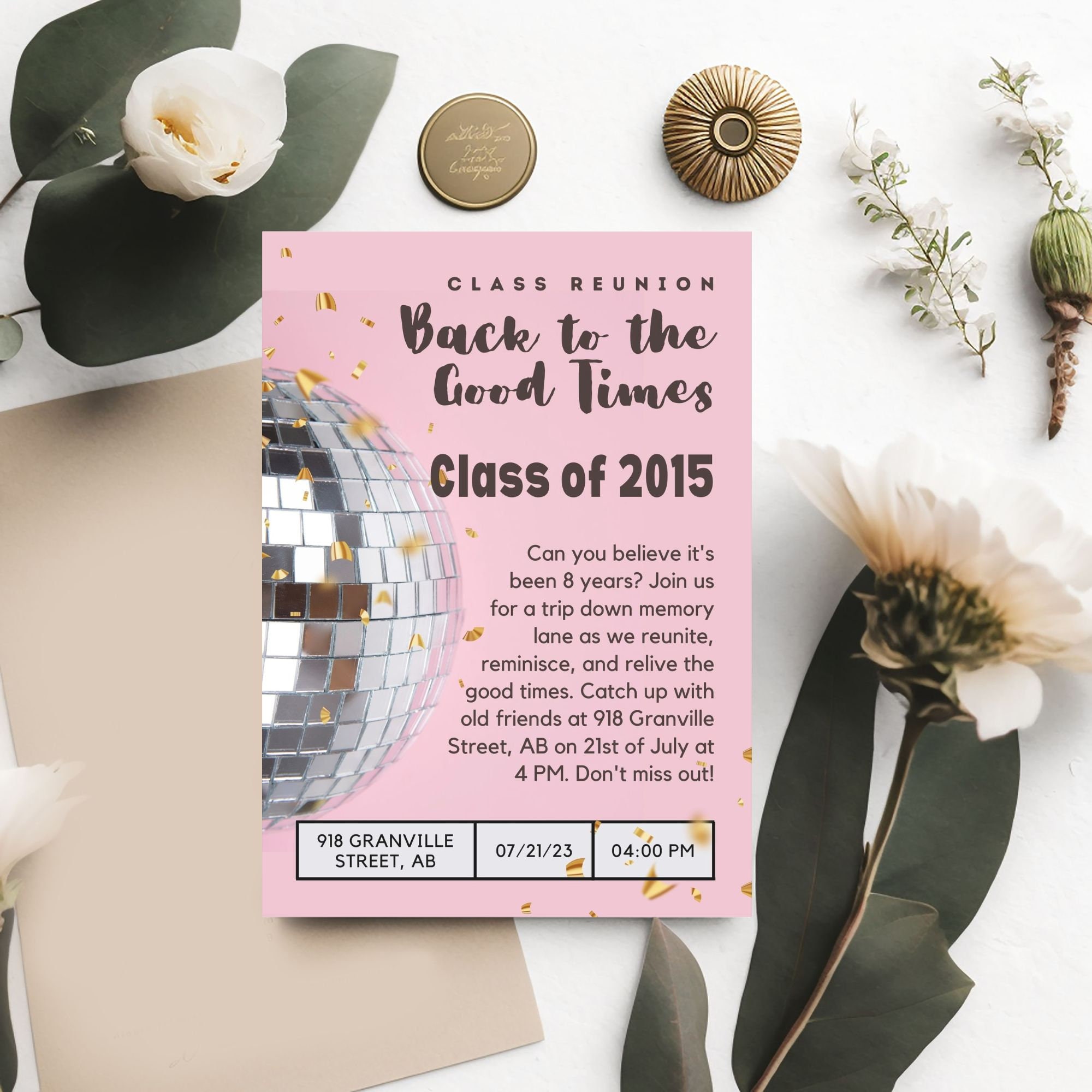 Editable High School College Reunion Party Invitation Card Digital ...