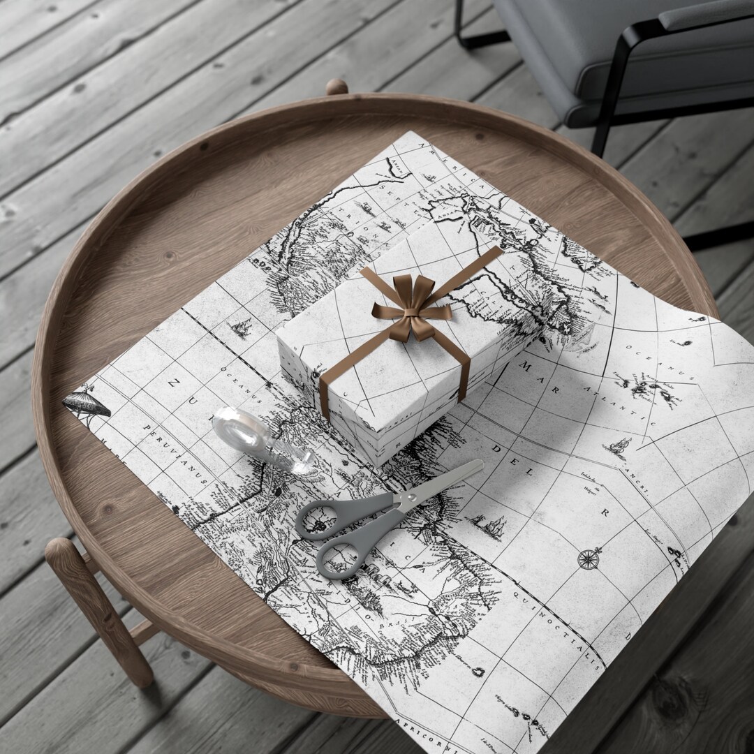 Stunning Vintage Map Wrapping Paper, Designer Made Wrapping Paper ...