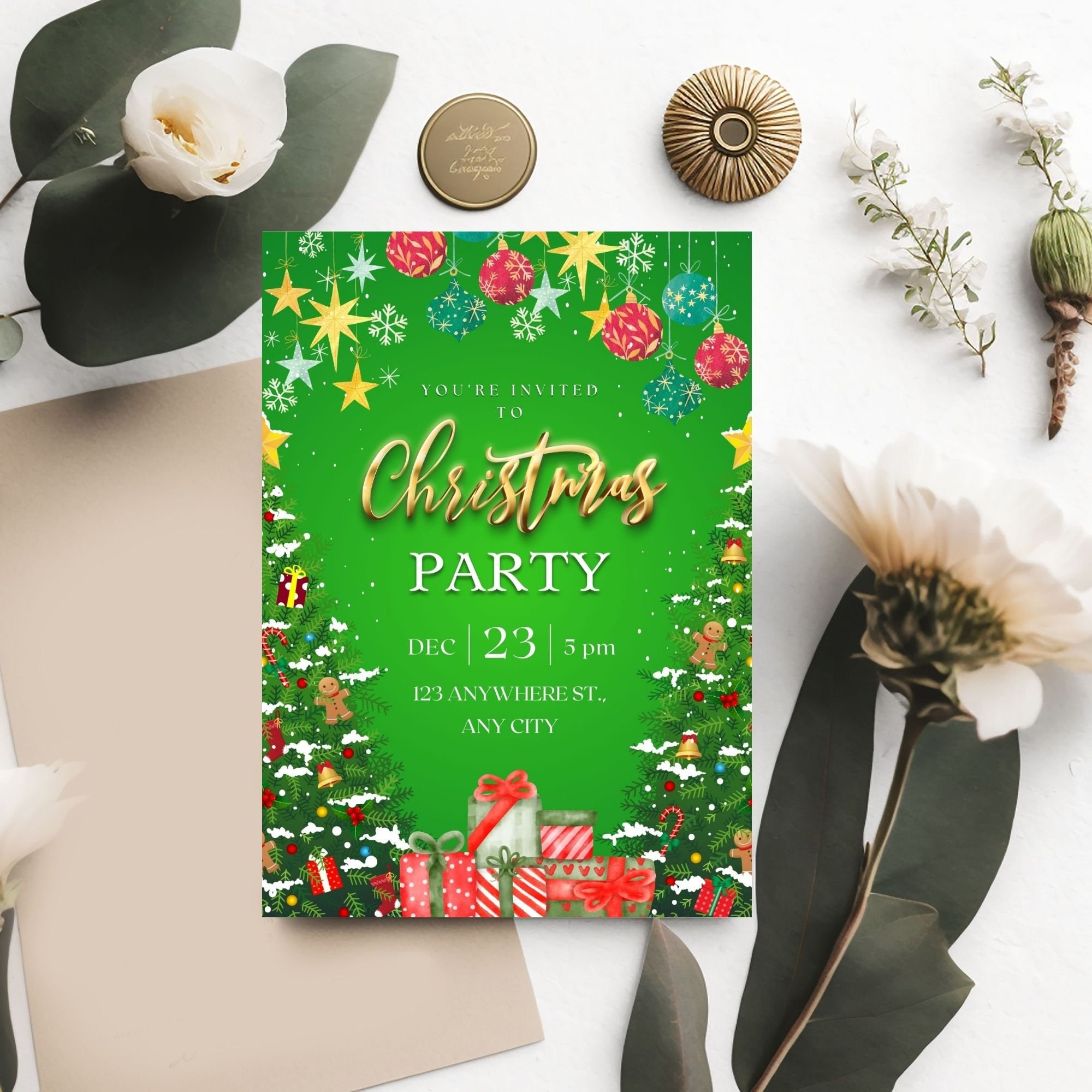 Editable Christmas Eve Party Invitation Card Digital Download - Etsy