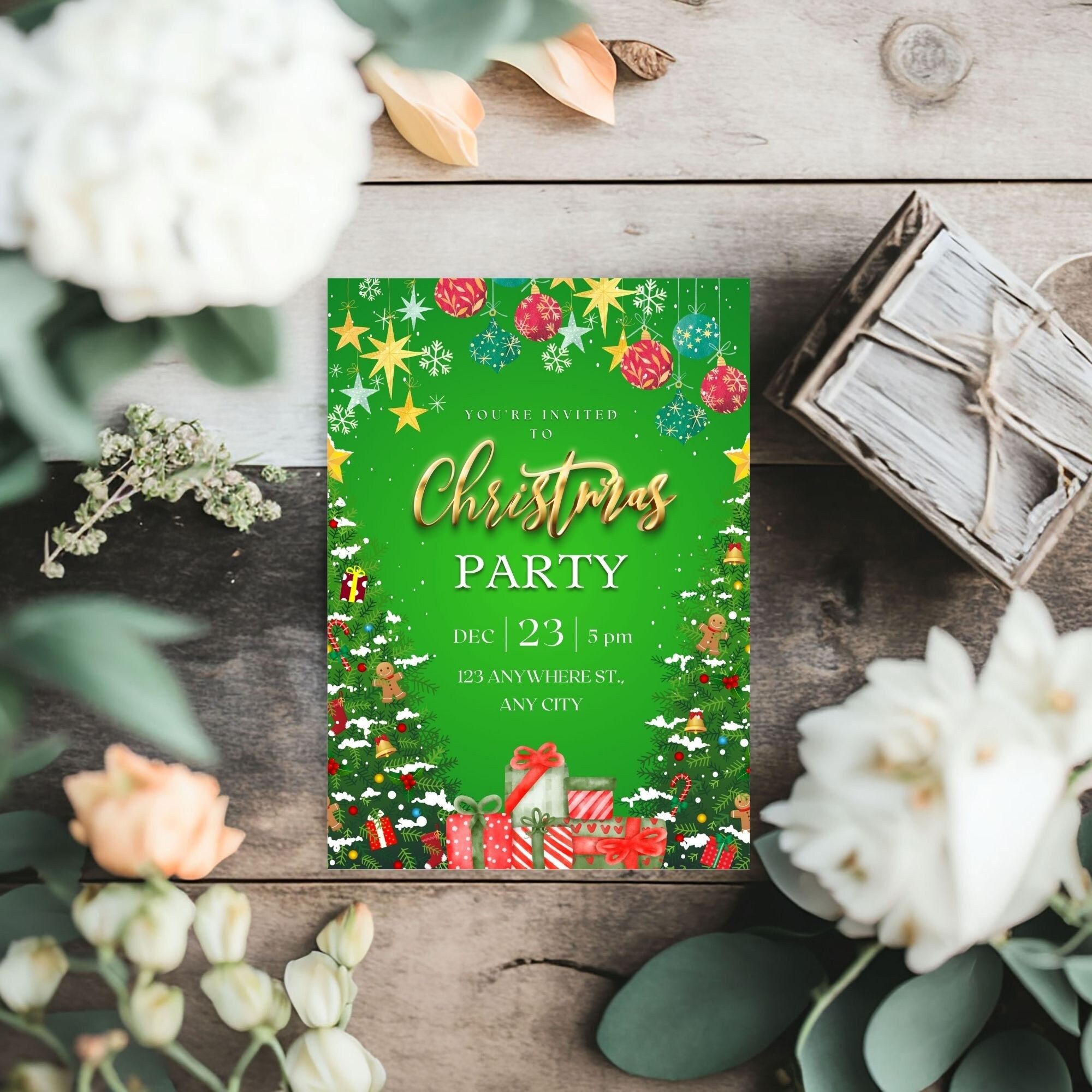 Editable Christmas Eve Party Invitation Card Digital Download - Etsy