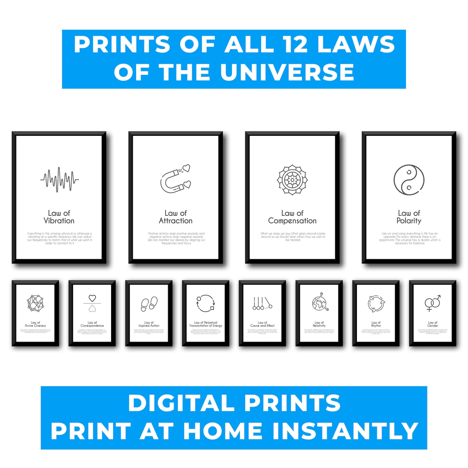 ALL 12 Laws of the Universe Wall Prints Spirituality Digital Download ...