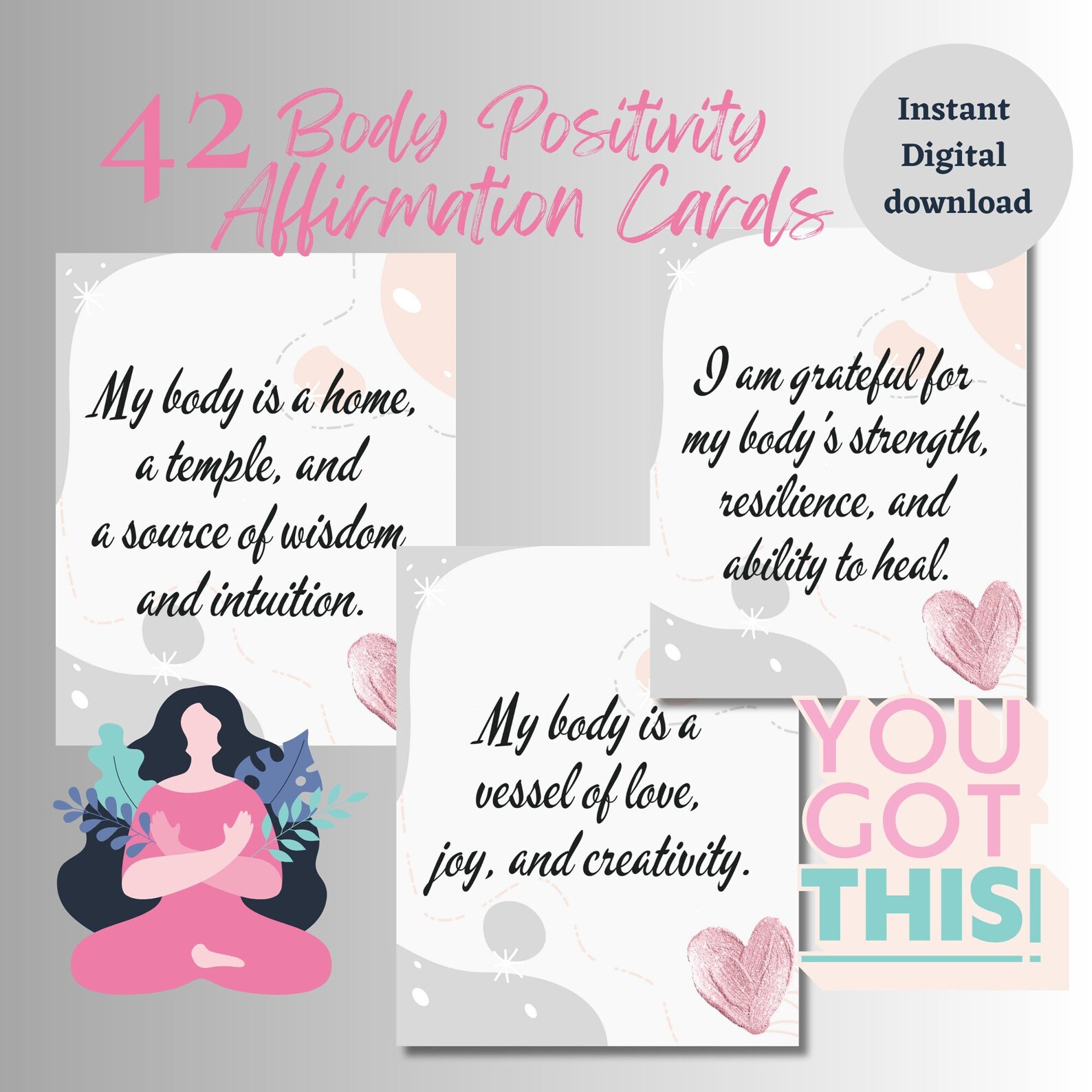 Affirmation Cards Printable Cards Body Positivity Cards Daily Positive ...