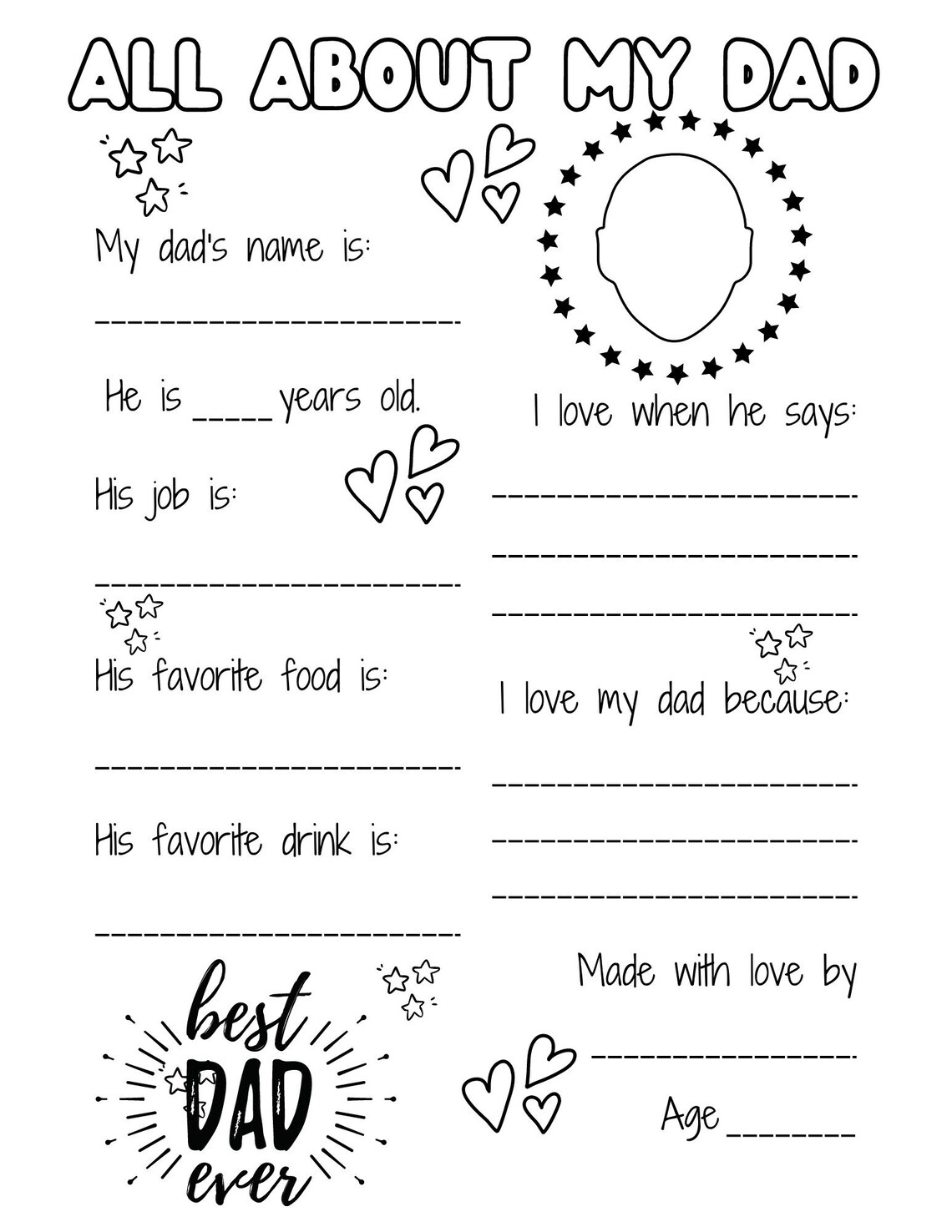 Father's Day Printable Activity Kit - Fun-filled 4 Pages Including All ...
