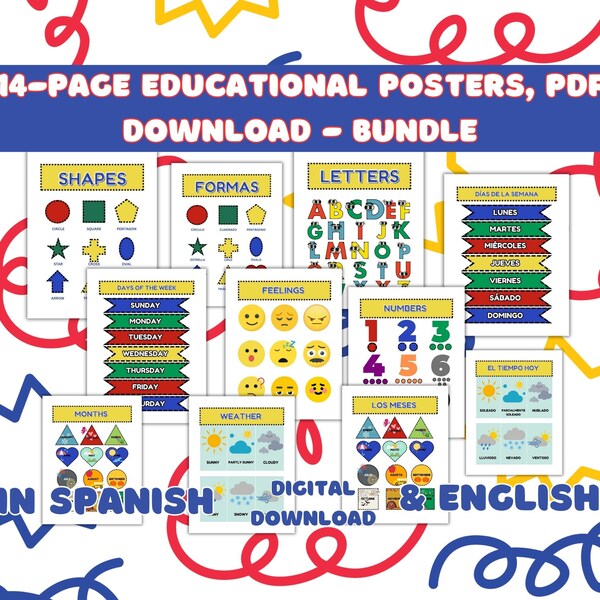 Spanish English Educational Posters - Etsy