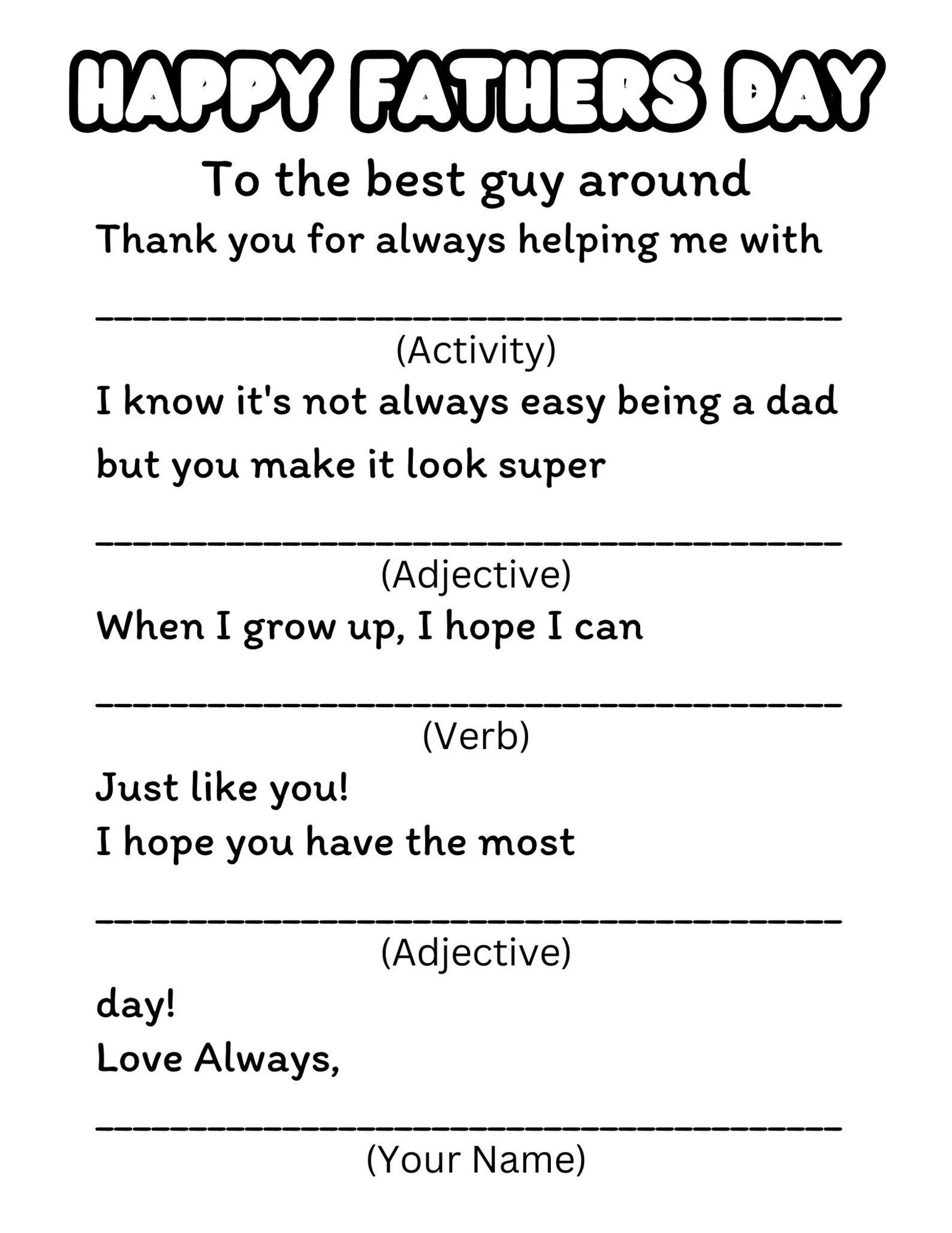 Father's Day Printable Activity Kit - Fun-filled 4 Pages Including All ...