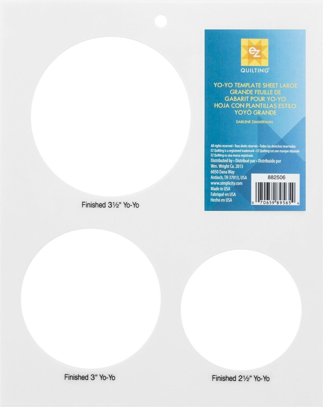 EZ Simplicity YO-YO Template Large Circles Round Sewing Patchwork ...