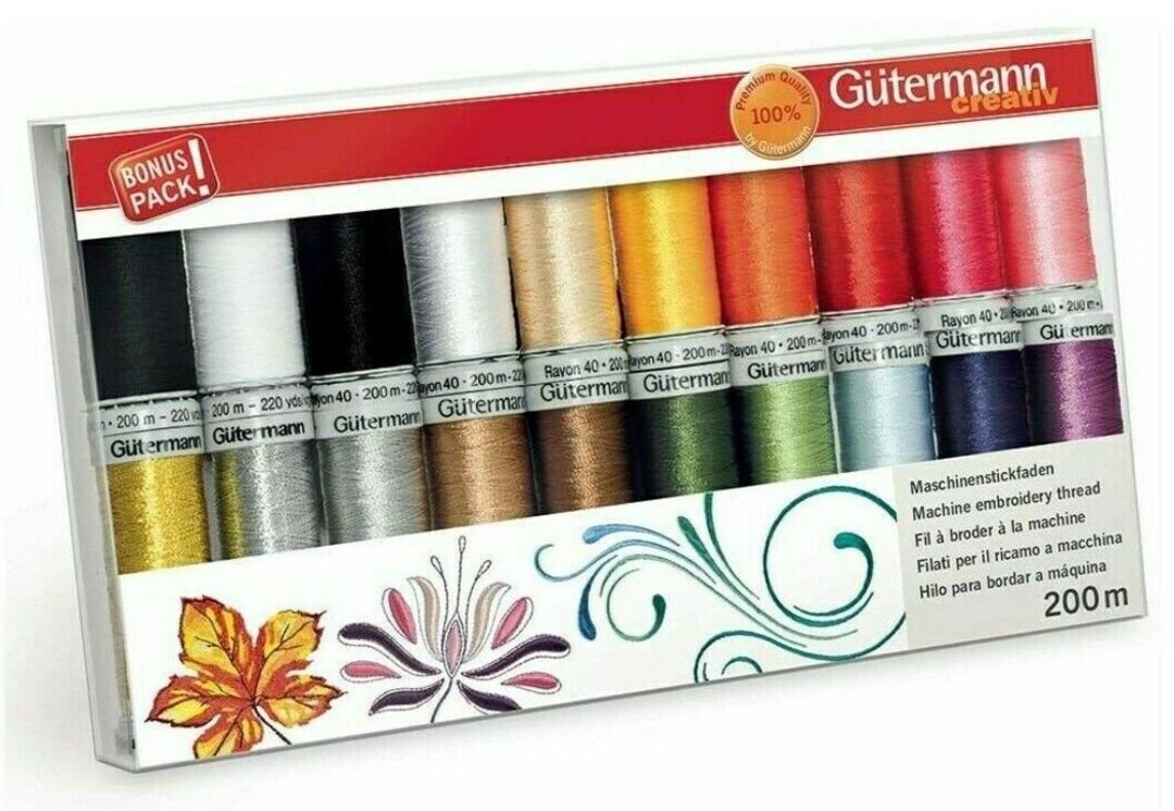 Gutermann Creativ MACHINE EMBROIDERY Rayon 40 Thread Set 20 Reels X200m ...