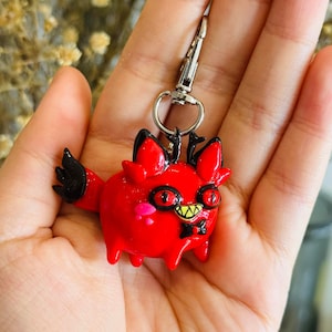 Cursed Cat Alastor Keychain Hazbin Hotel Radio Demon Handmade Ckay ...