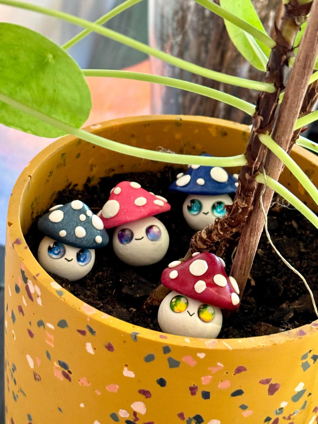 Unique Spotted Fairy Garden Mushrooms Desk Buddy Pet Rock - Etsy
