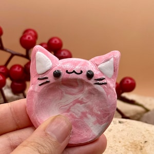 Strawberry Cat Worry Stone Handmade Miniature Figurine Stress Relief ...