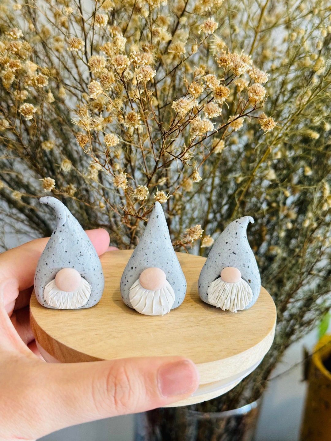 Scandinavian Granite Garden Gnomes Tiny Clay Handmade Polymer Clay ...