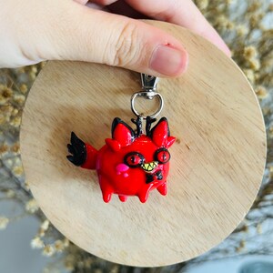 Cursed Cat Alastor Keychain Hazbin Hotel Radio Demon Handmade Ckay ...