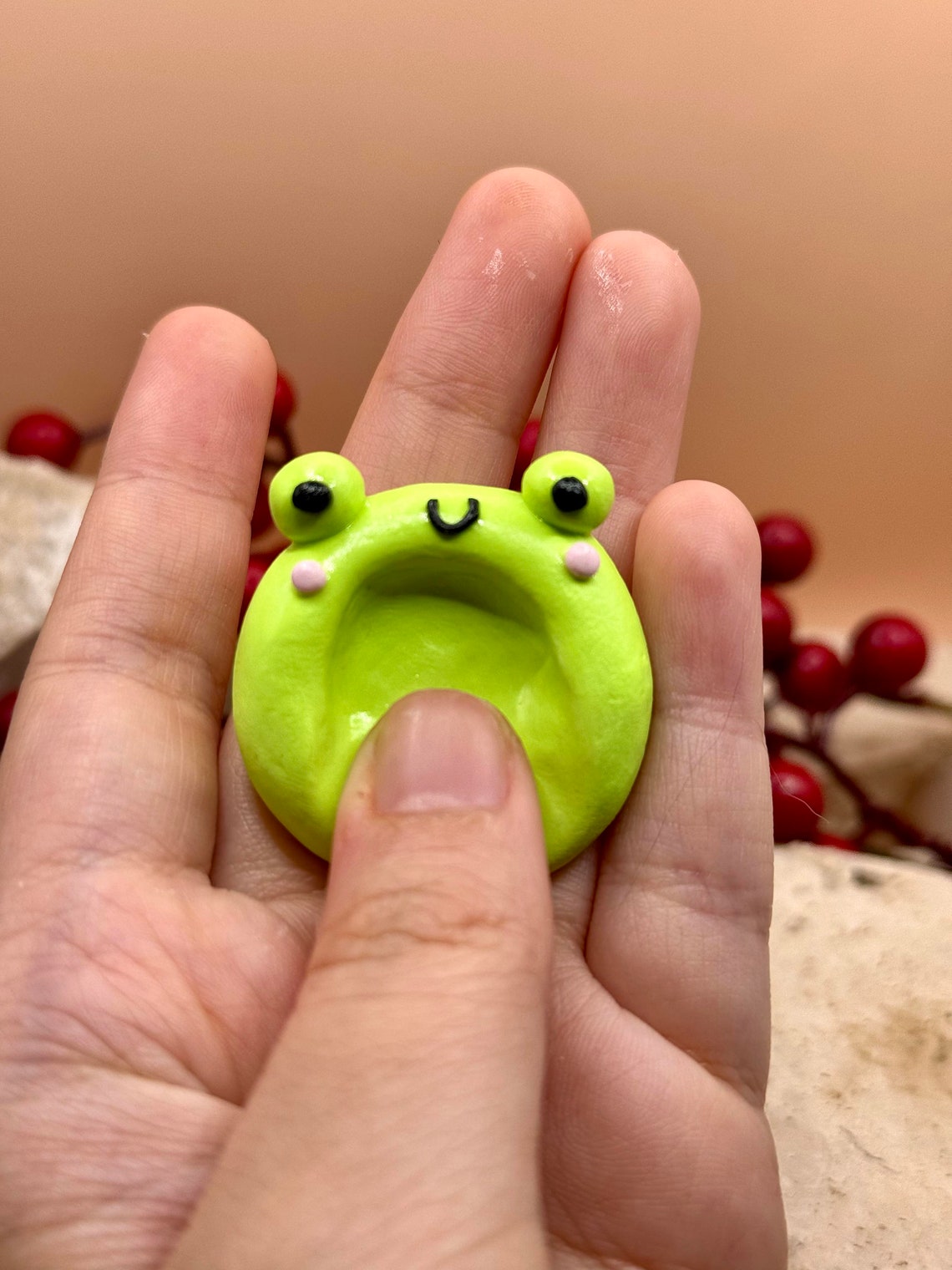 Green Frog Worry Stone Handmade Miniature Figurine Stress - Etsy