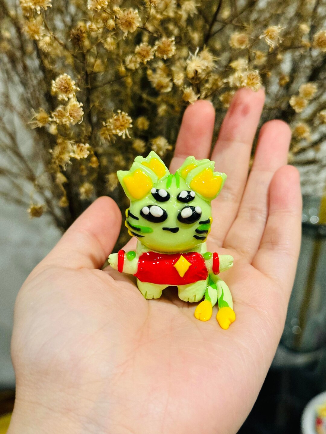 Gnarpy From Regretevator Green Alien Cat Handmade Miniature Figurine ...