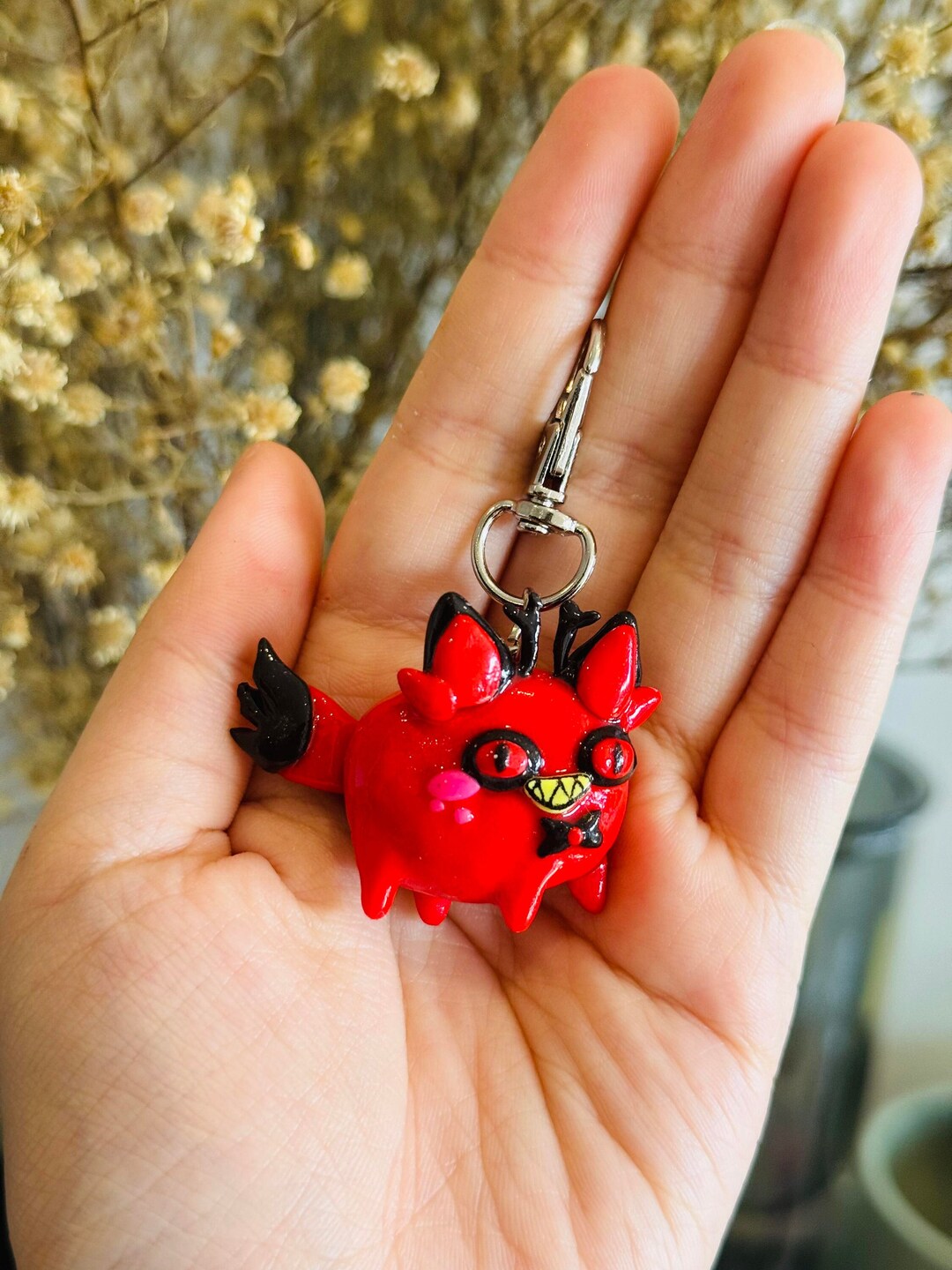 Cursed Cat Alastor Keychain Hazbin Hotel Radio Demon Handmade Ckay ...