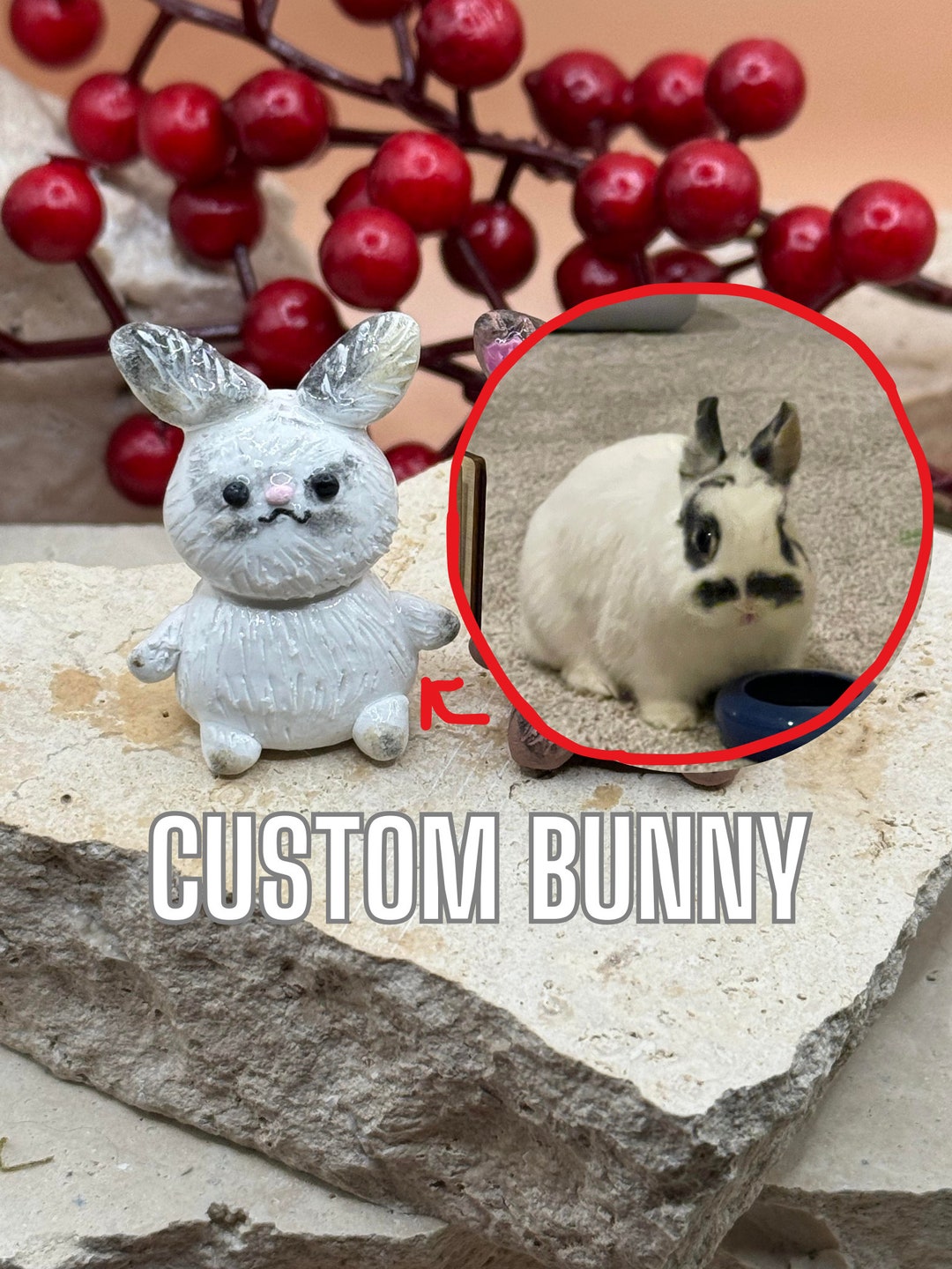CUSTOM Rabbit Sculpture Handmade Miniature Bunny Figurine Personalized ...