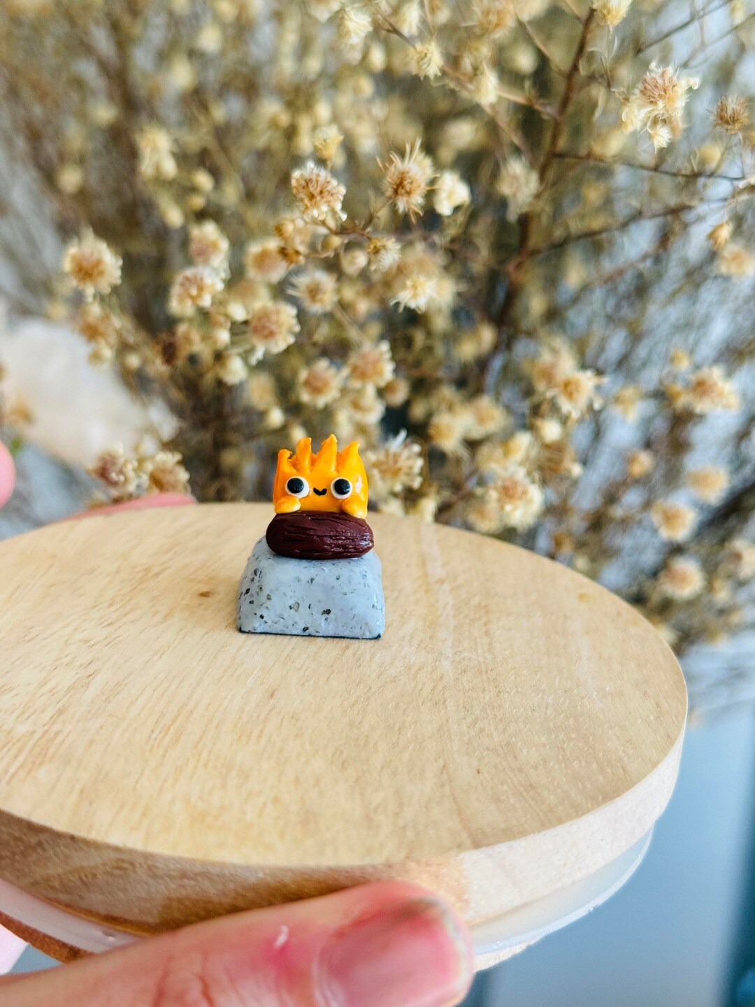 Fire Demon on a Log Keycap Studio Ghibli Gift Artisan Keycaps Calcifer ...