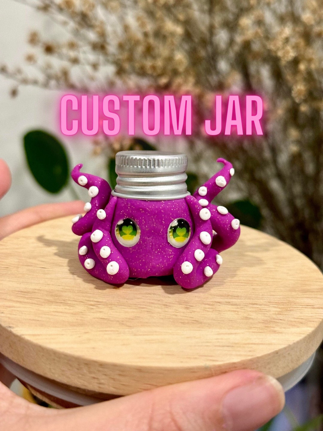 CUSTOM Mini Octopus Stash Jar Handmade 5ml, 0.17 OZ Jar Cute Polymer ...