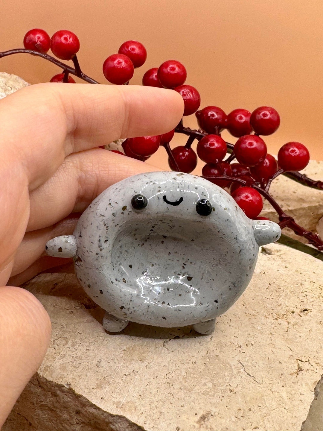 Cute Rock Worry Stone Handmade Miniature Figurine Polymer Clay ...
