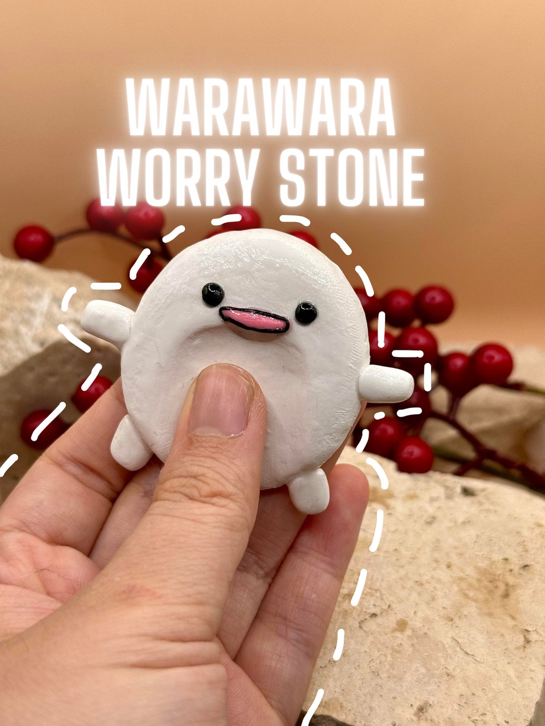 Cute Warawara Ghost Worry Stone Handmade Studio Ghibli Stone Polymer ...