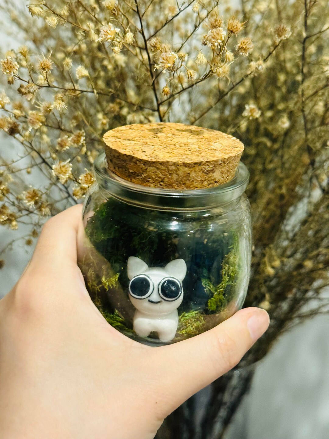Adopt an ADHD Cat BTW Creature Figurine in a Jar With Moss ADHD ...